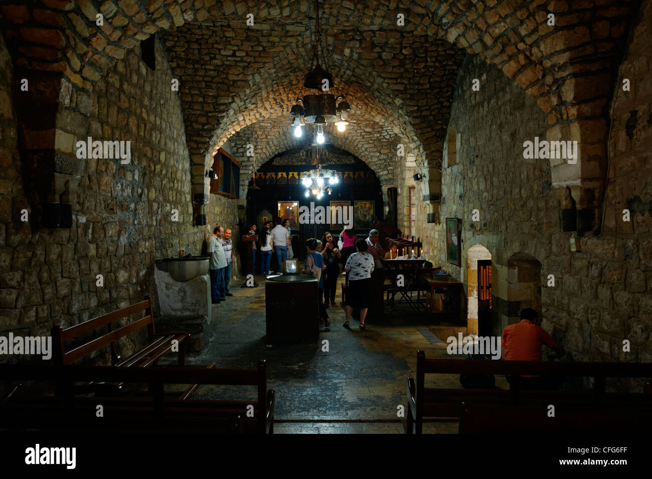 St George Monastery. Syria. View from the rear towards the front of the ...