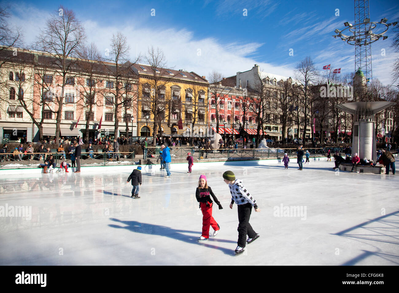 Spikersuppa Skating Rink, at Eidsvolls plass, central Oslo, Norway ...