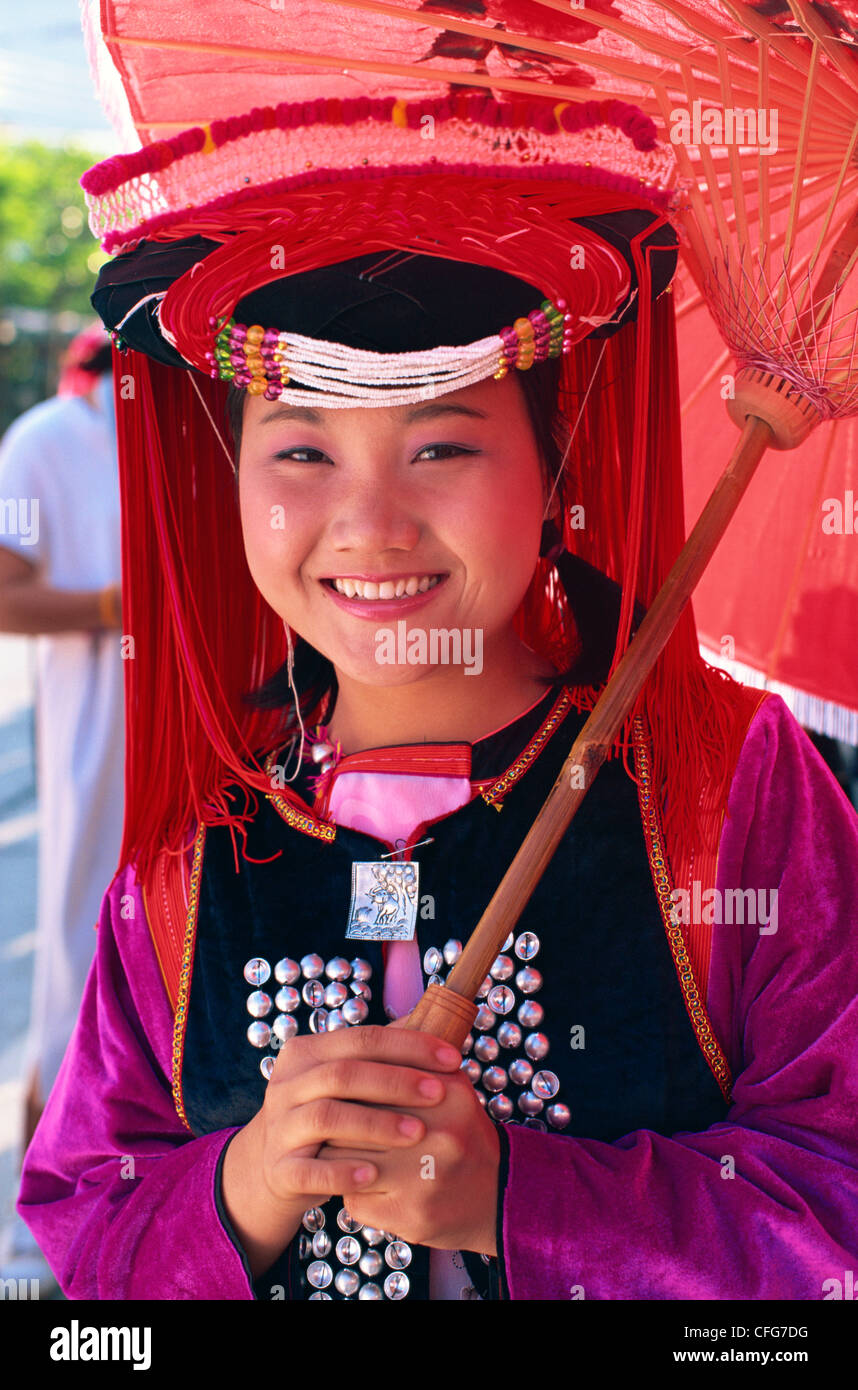Thailand, Golden Triangle, Chiang Rai, Lisu Hilltribe Girl Wearing ...
