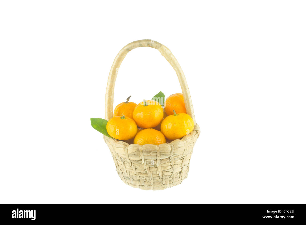 Fresh small oranges with leafs. Isolated on white background Stock ...