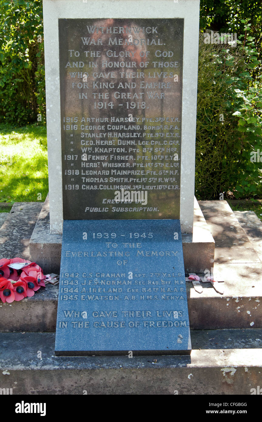 yorkshire humberside withernwick war memorial Stock Photo - Alamy