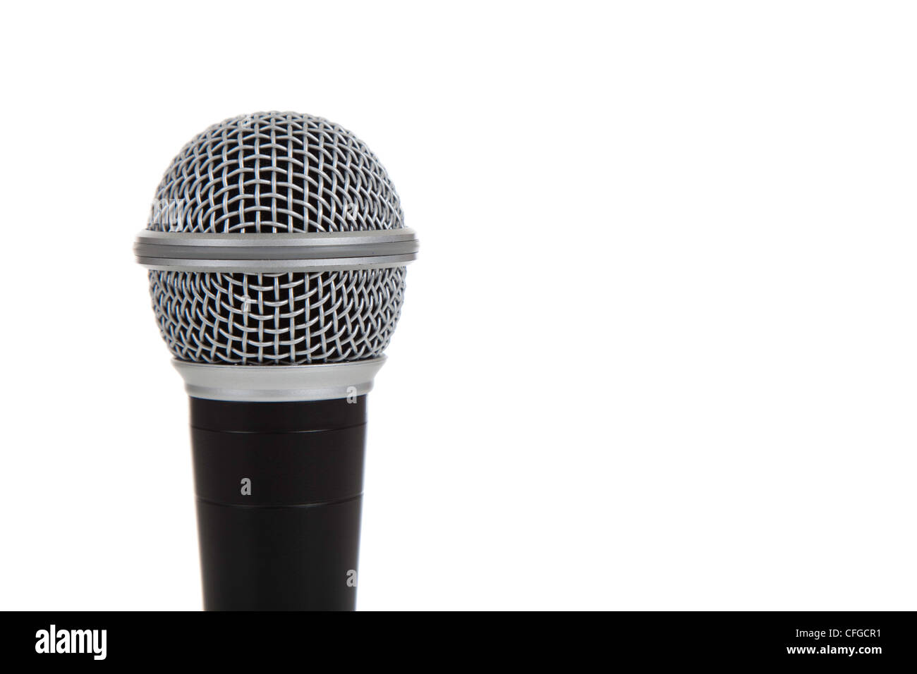 A single microphone on a white background Stock Photo - Alamy