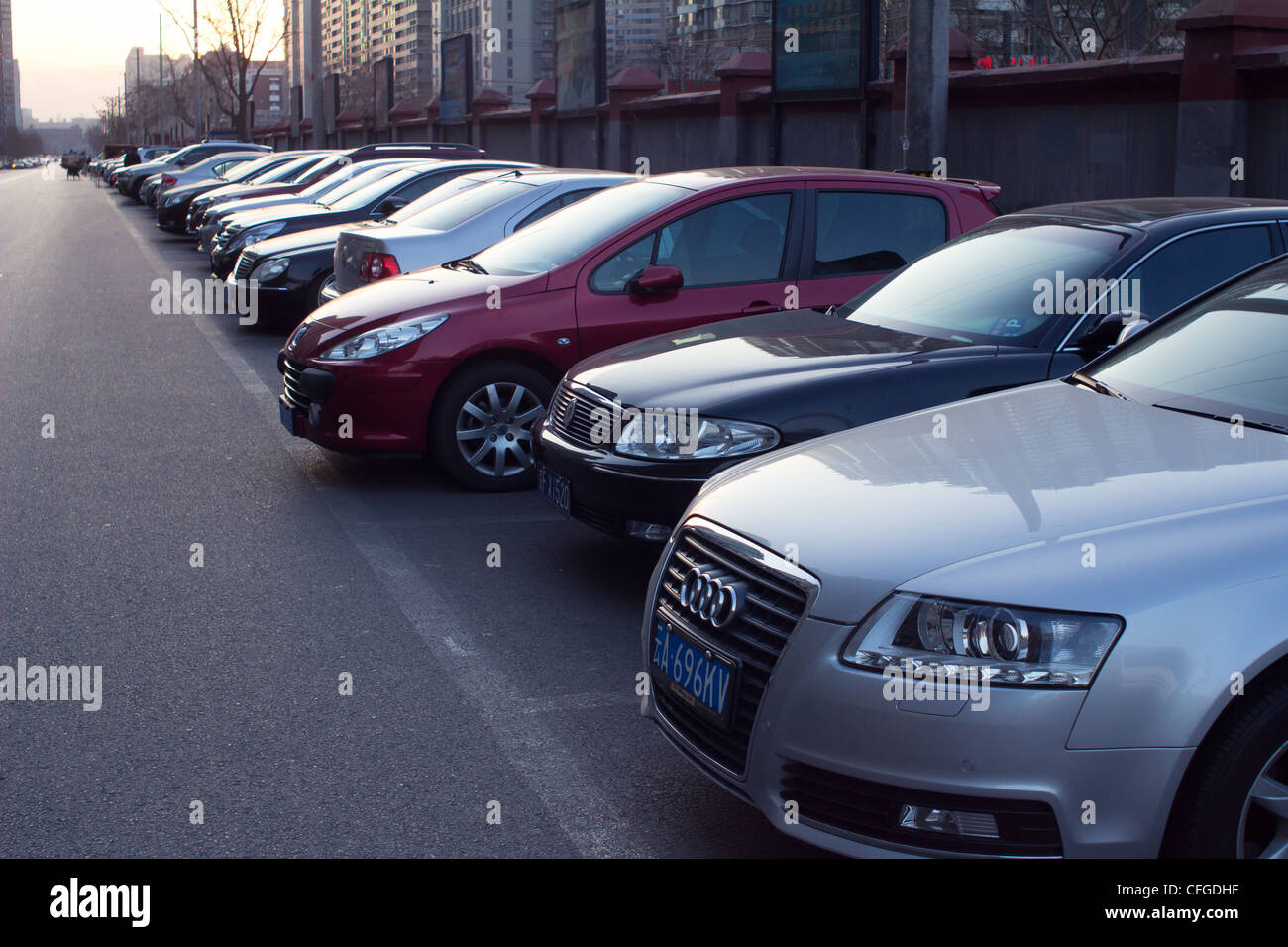 A row of cars in one street of Beijing,China Stock Photo - Alamy
