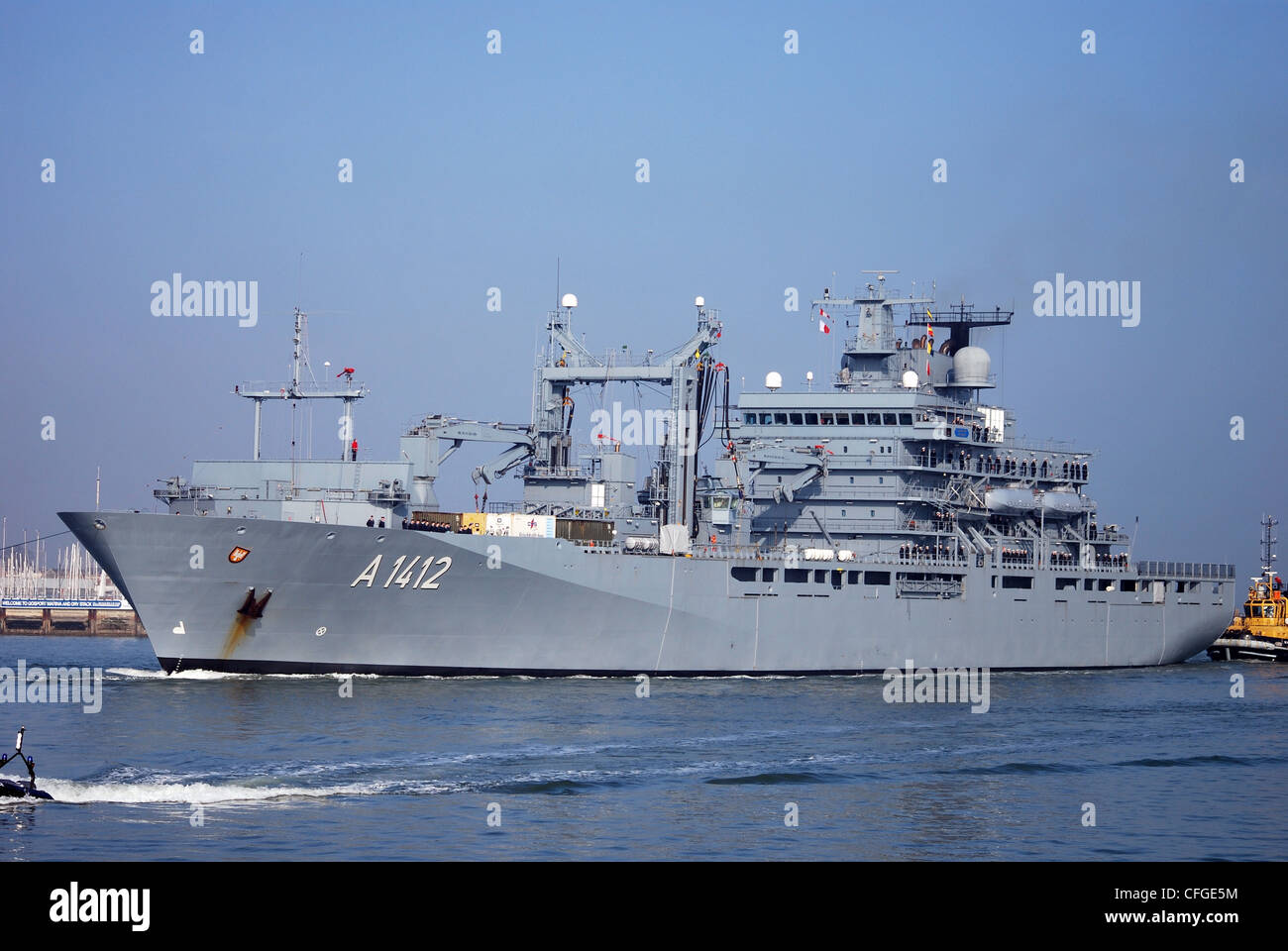 The German Navy Oil Tanker "Frankfurt Am Main" departs from Portsmouth ...