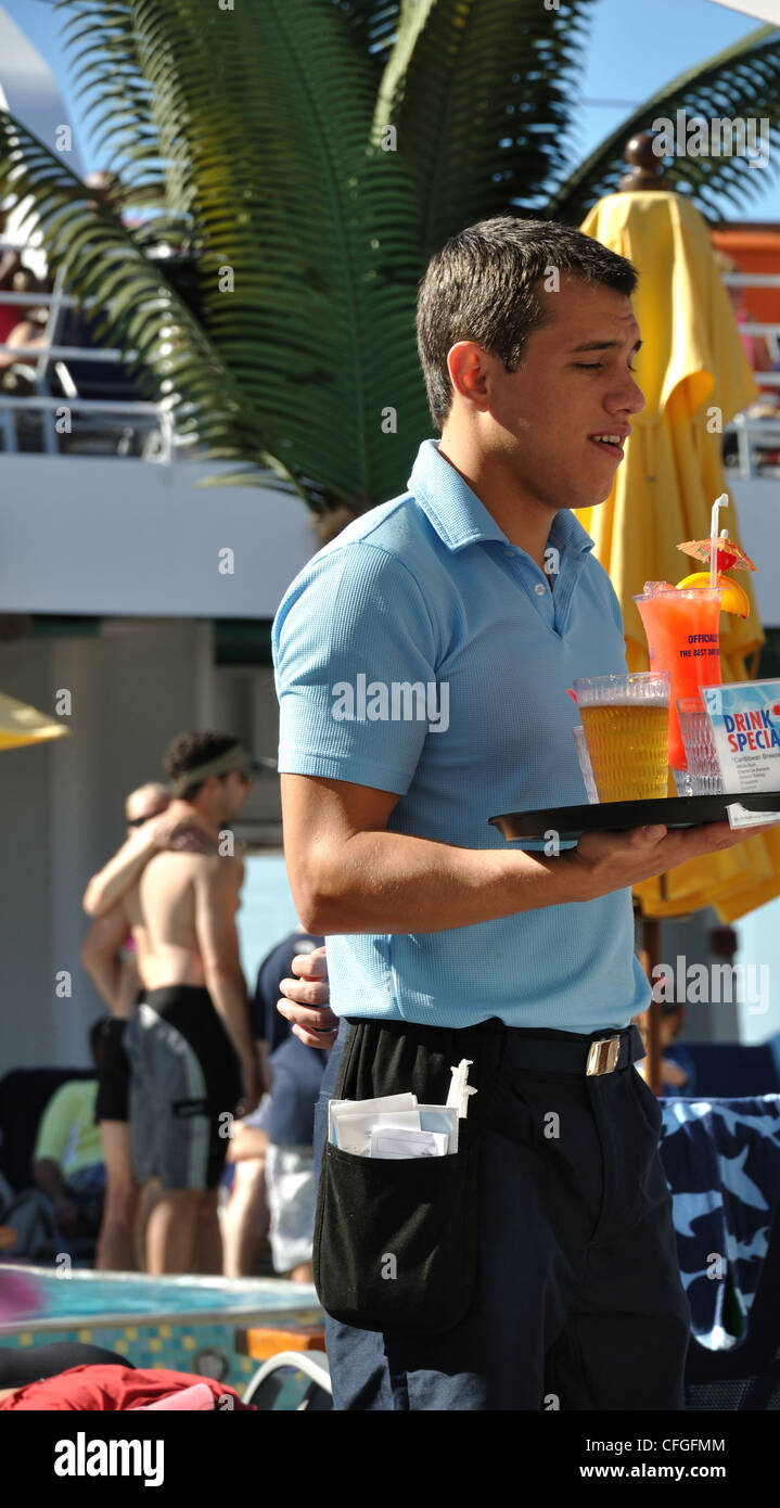 Waiter on cruise ship Stock Photo - Alamy