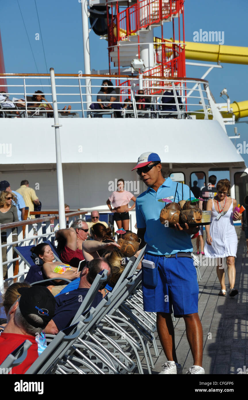 Waiter on cruise ship Stock Photo - Alamy