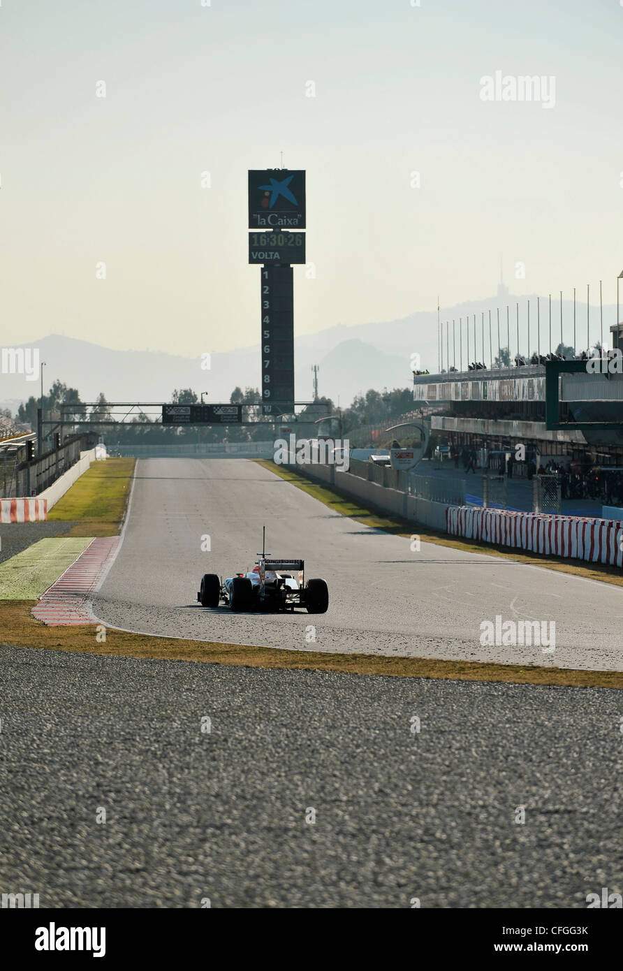 car on starting straight during Formula One testing sessions on ...