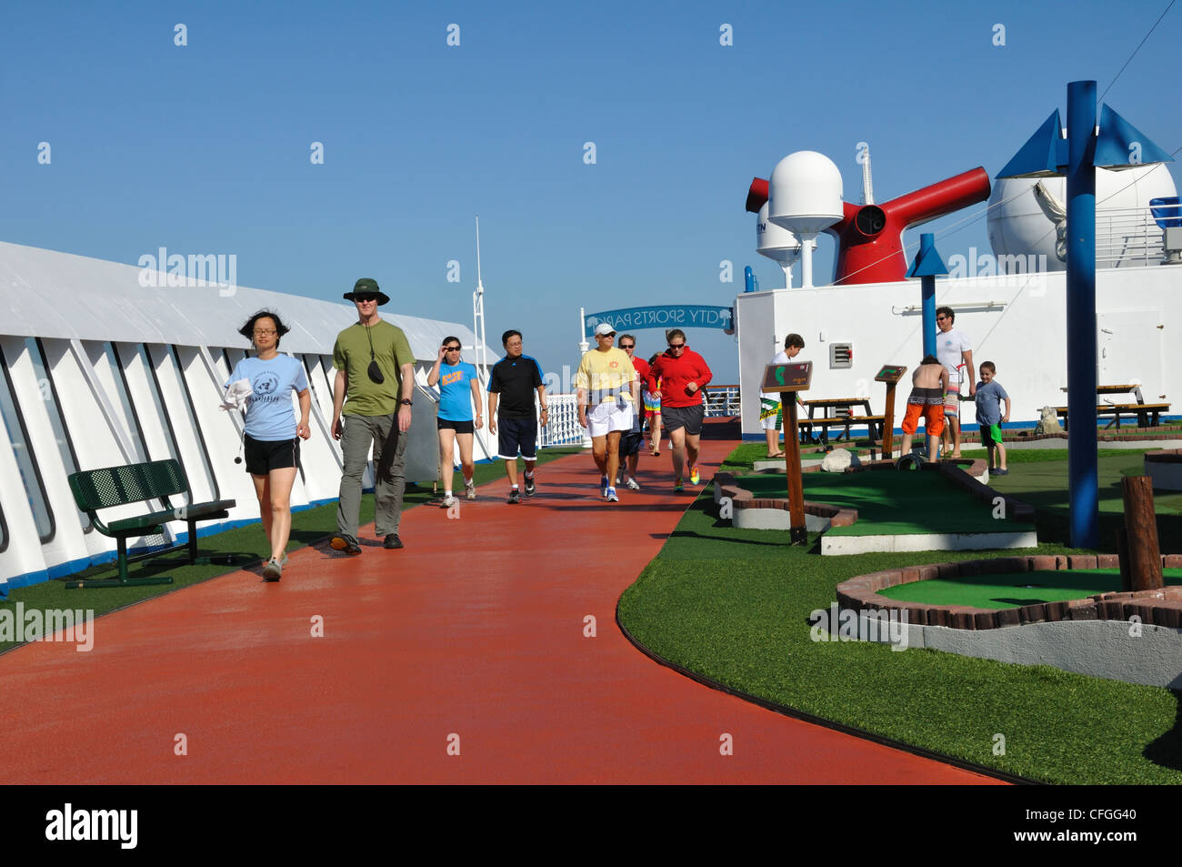 Jogging & exercise track on cruise ship Stock Photo - Alamy