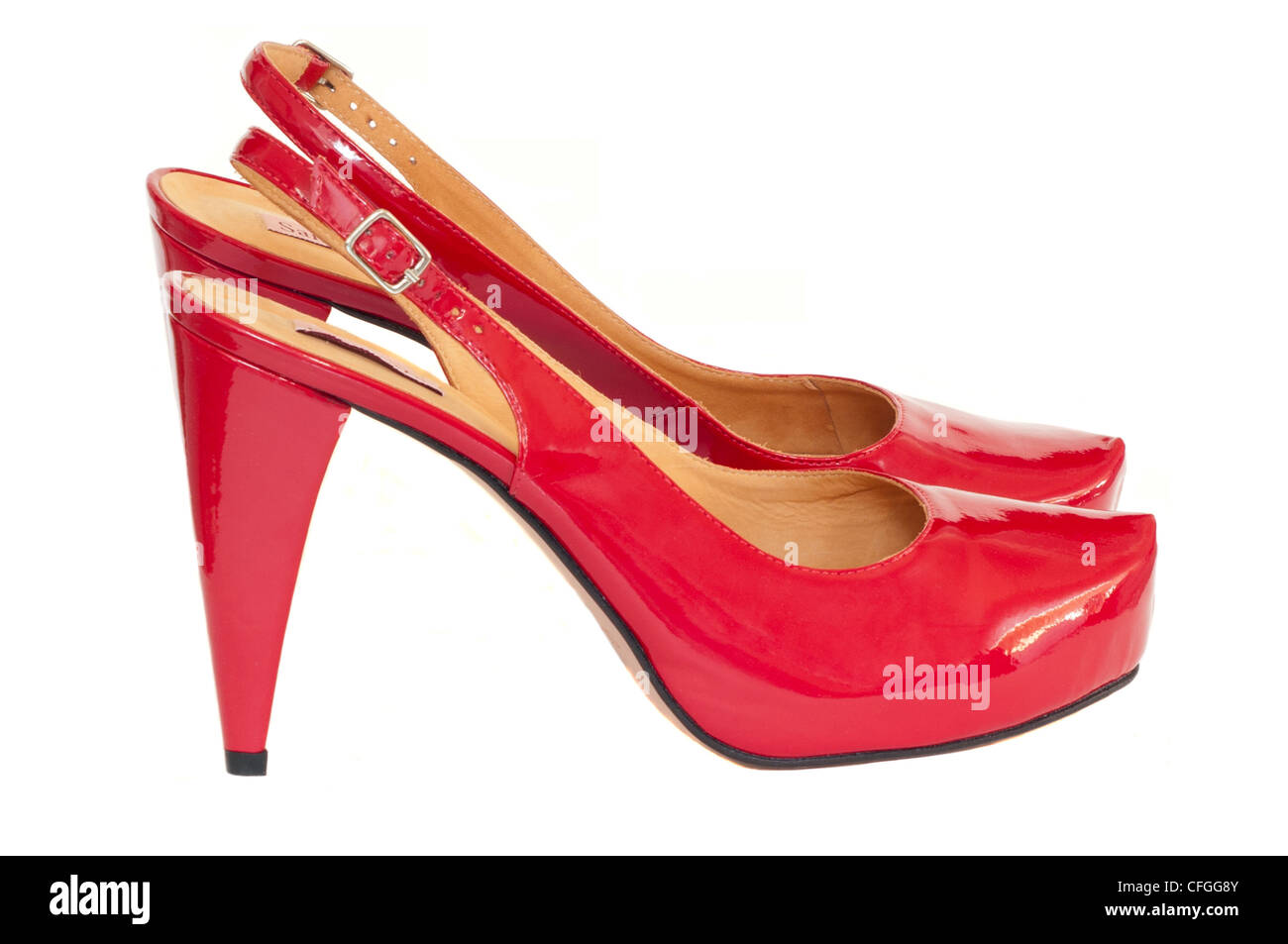 Pair Of Womens Red High Heel Shoes Stock Photo - Alamy