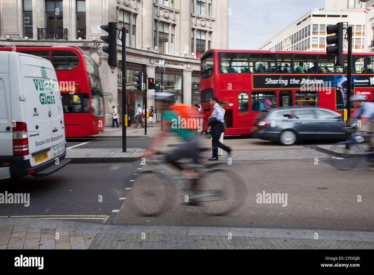 Cyclist Commuters Bus
