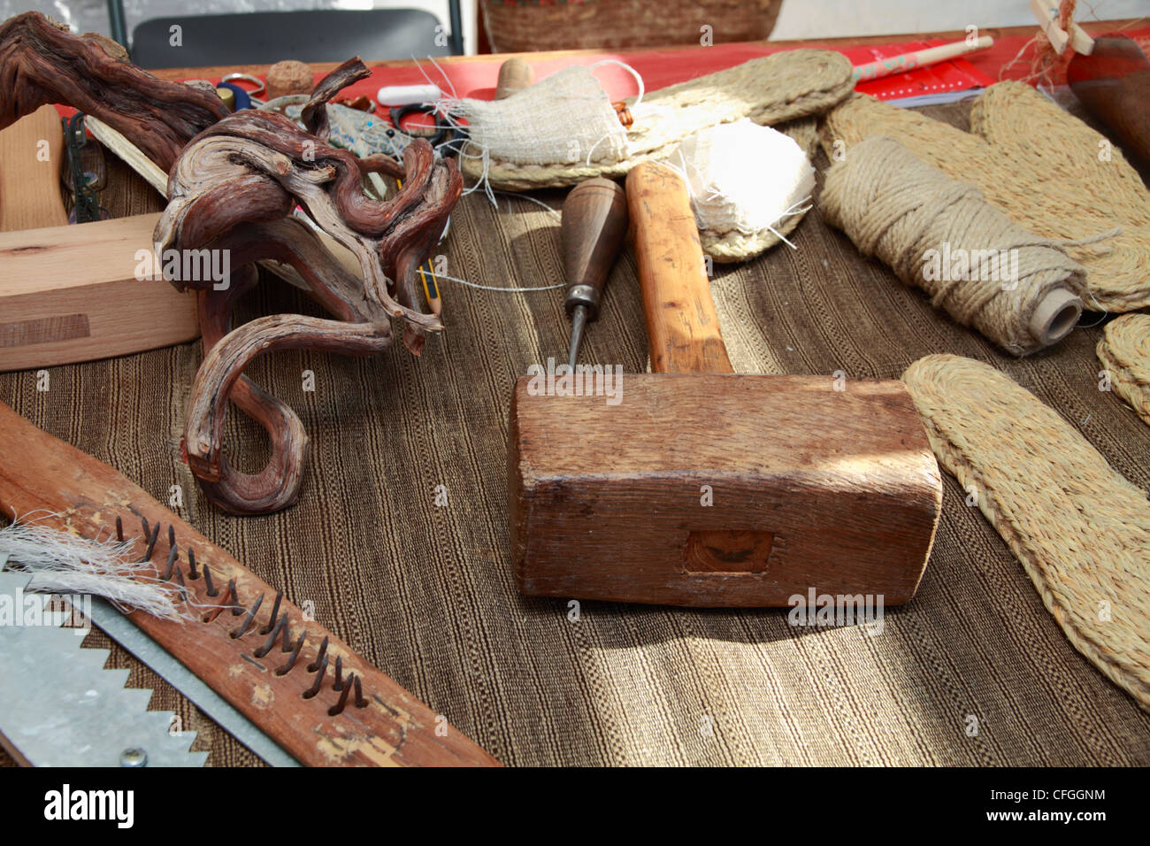 Tools used to make traditional sandals called "Espardenyes", Ibiza ...