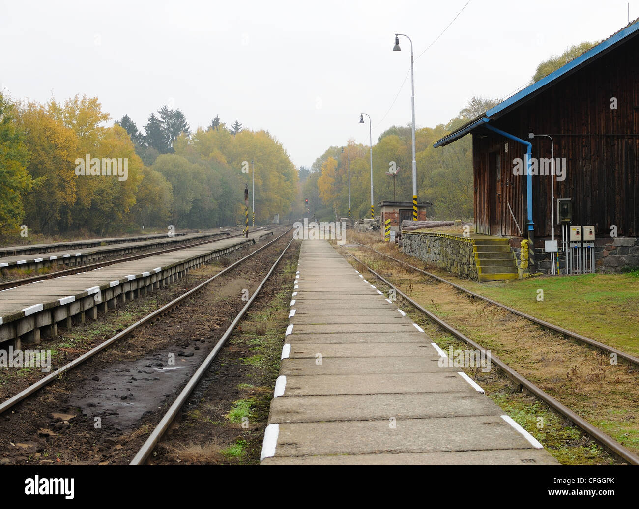 Old station with three platform Stock Photo - Alamy