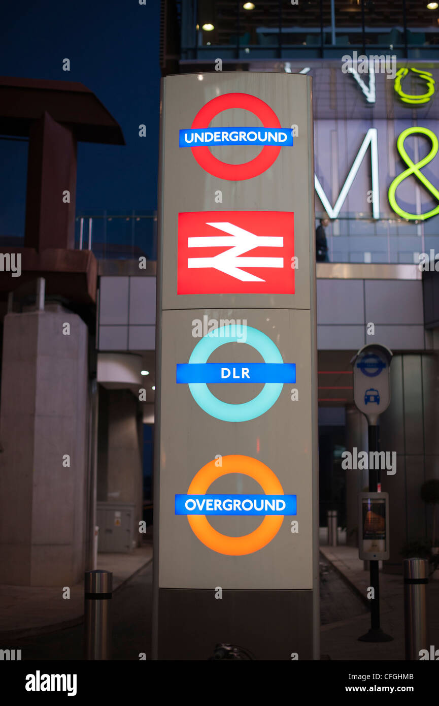 Transport for London signs at Stratford London near the olympic park at ...
