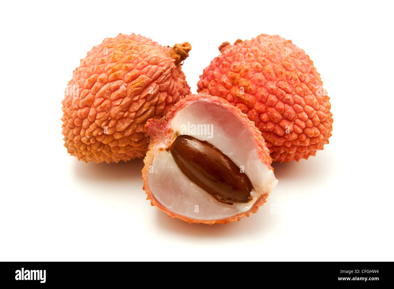 Lychees on a white background Stock Photo - Alamy