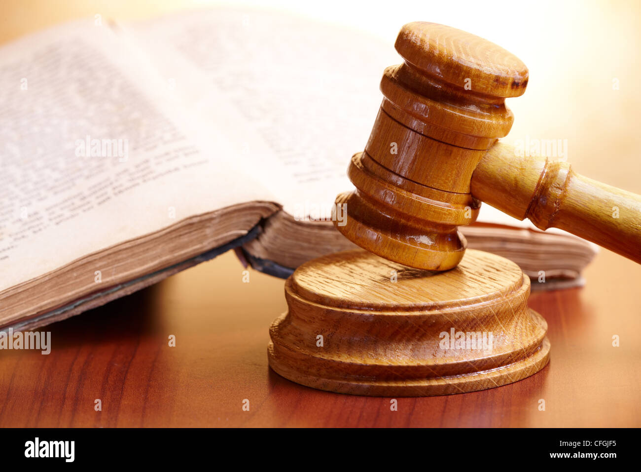 Old book and gavel Stock Photo - Alamy