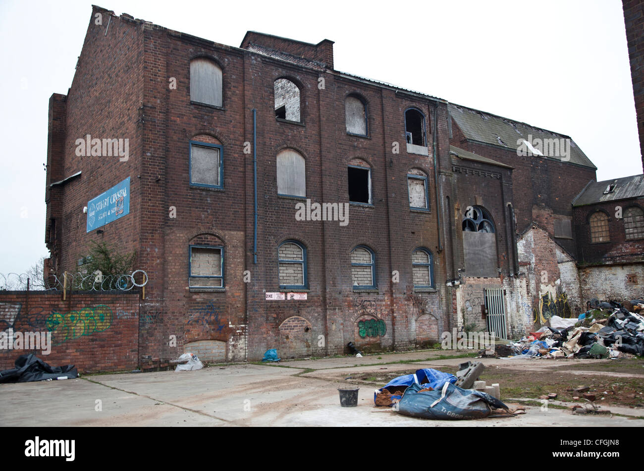 A derelict part of the Stuart Crystal glass making factory in the Black ...