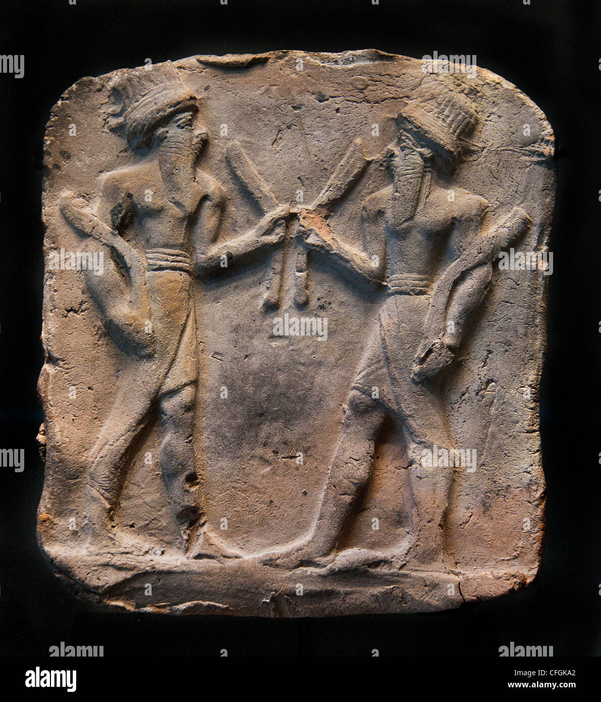 Two dancers with clappers Eshnunna Mesopotamia half 2 Second millennium ...
