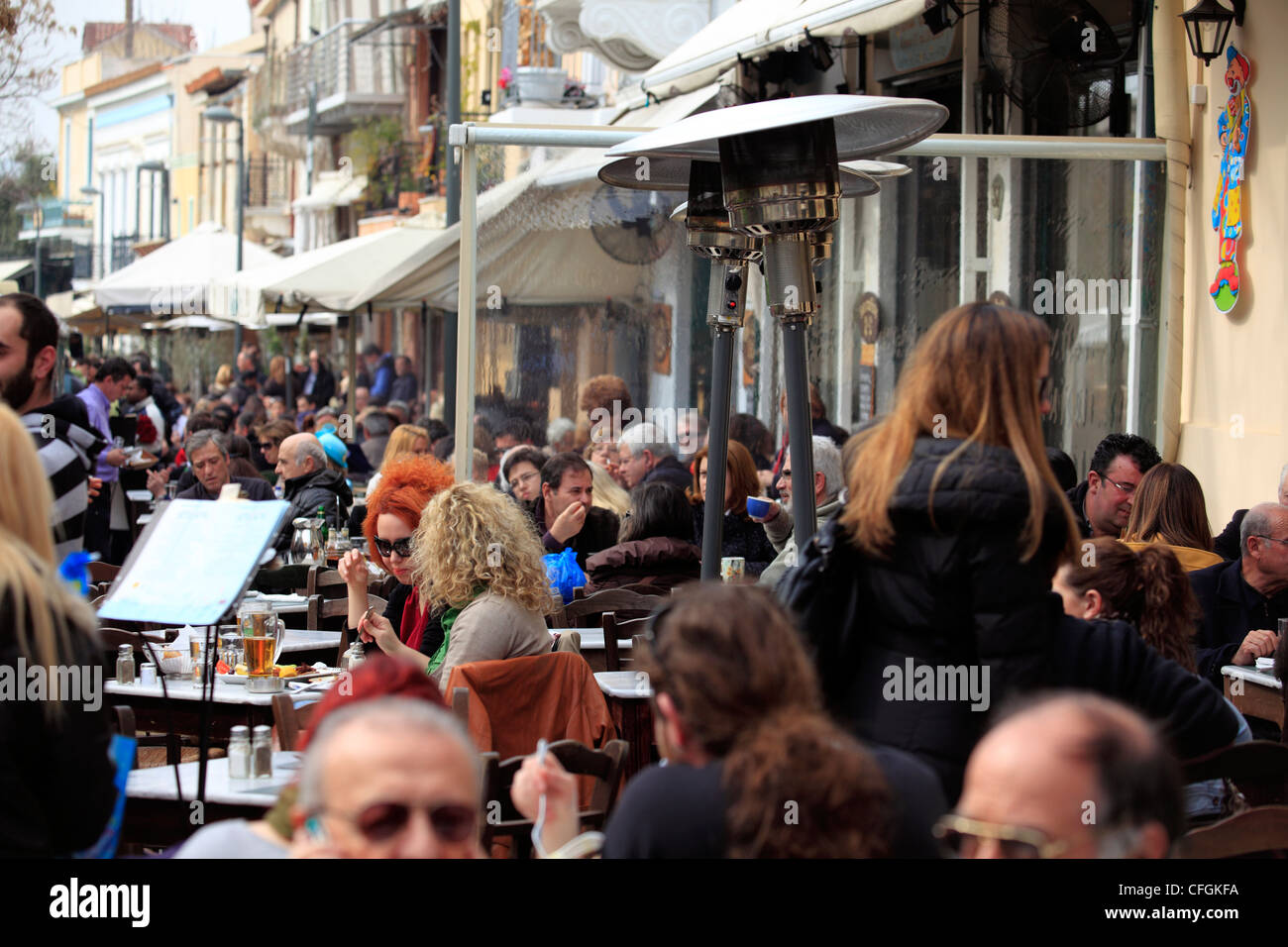 greece athens monastiraki a crowded restaurant in adrianou street Stock ...