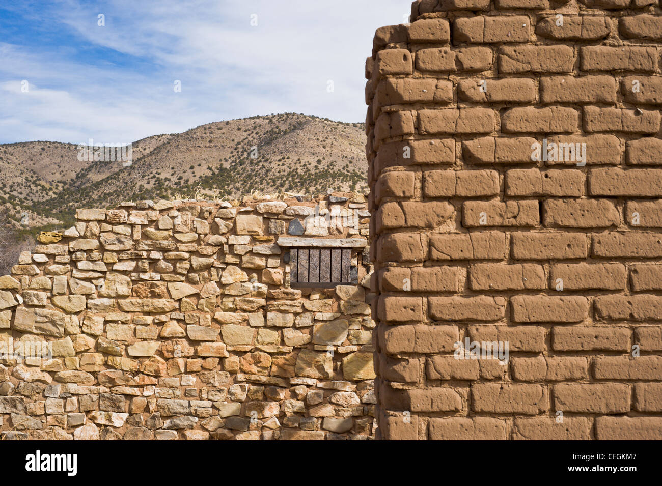 Old adobe brick wall in Lincoln, New Mexico Stock Photo - Alamy