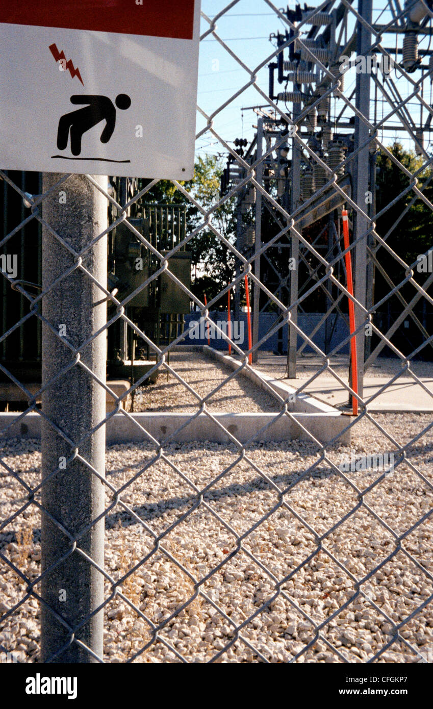 Hydro Tower Warning Sign Stock Photo - Alamy