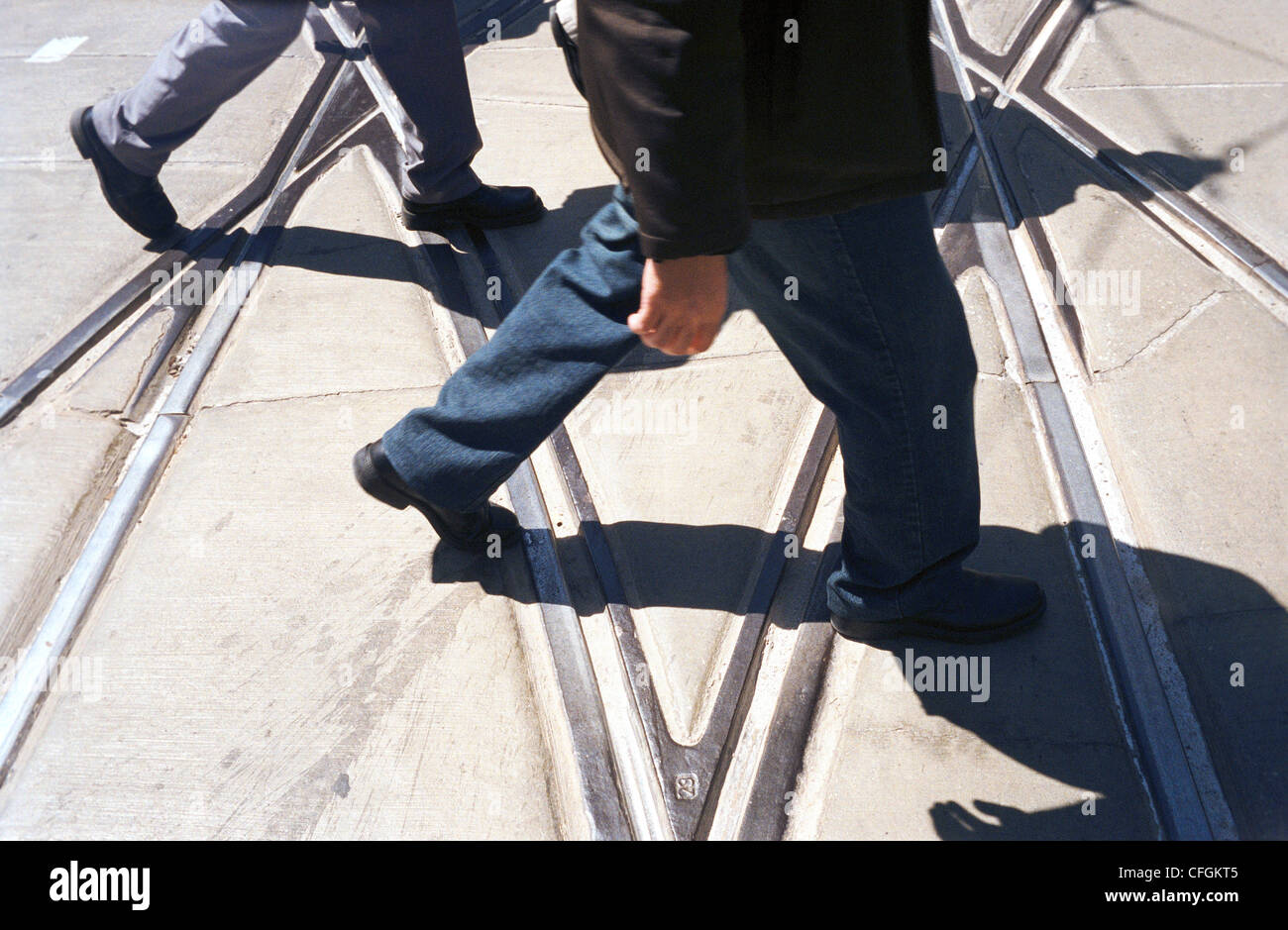 People Walking over Street Car Tracks, Toronto, Ontario Stock Photo - Alamy