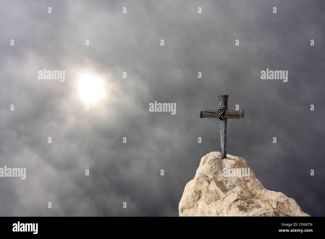 Christian Cross on the Rock Stock Photo - Alamy