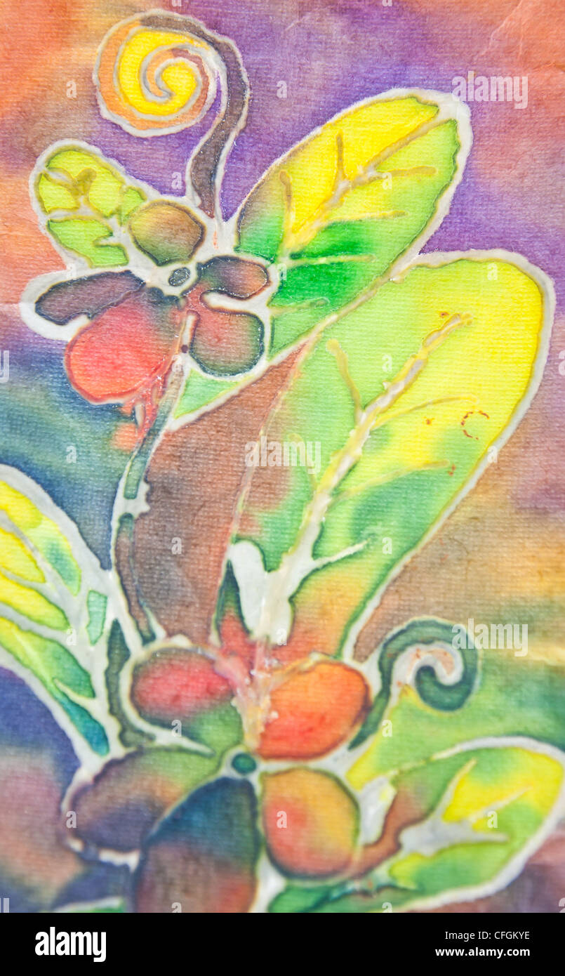Painting art on BATIK Stock Photo - Alamy