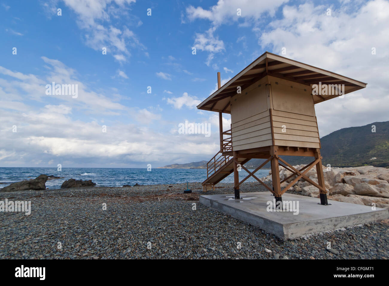 Lifeguard house at Pomos beach, Paphos district, Cyprus Stock Photo - Alamy