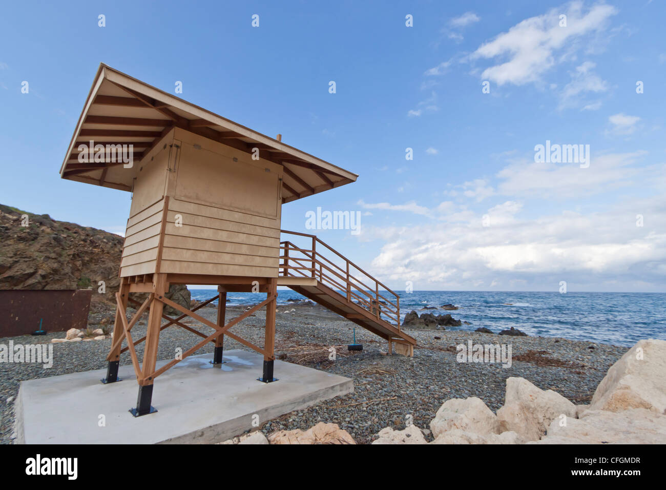 Lifeguard house at Pomos beach, Paphos district, Cyprus Stock Photo - Alamy
