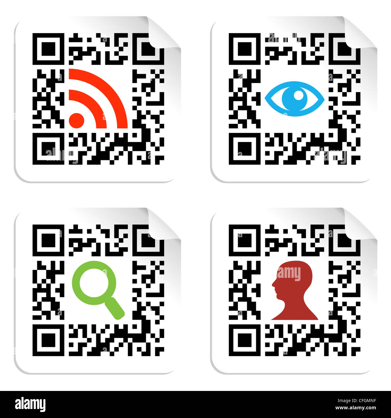 Social icons in labels set with QR codes sign. Vector file available ...