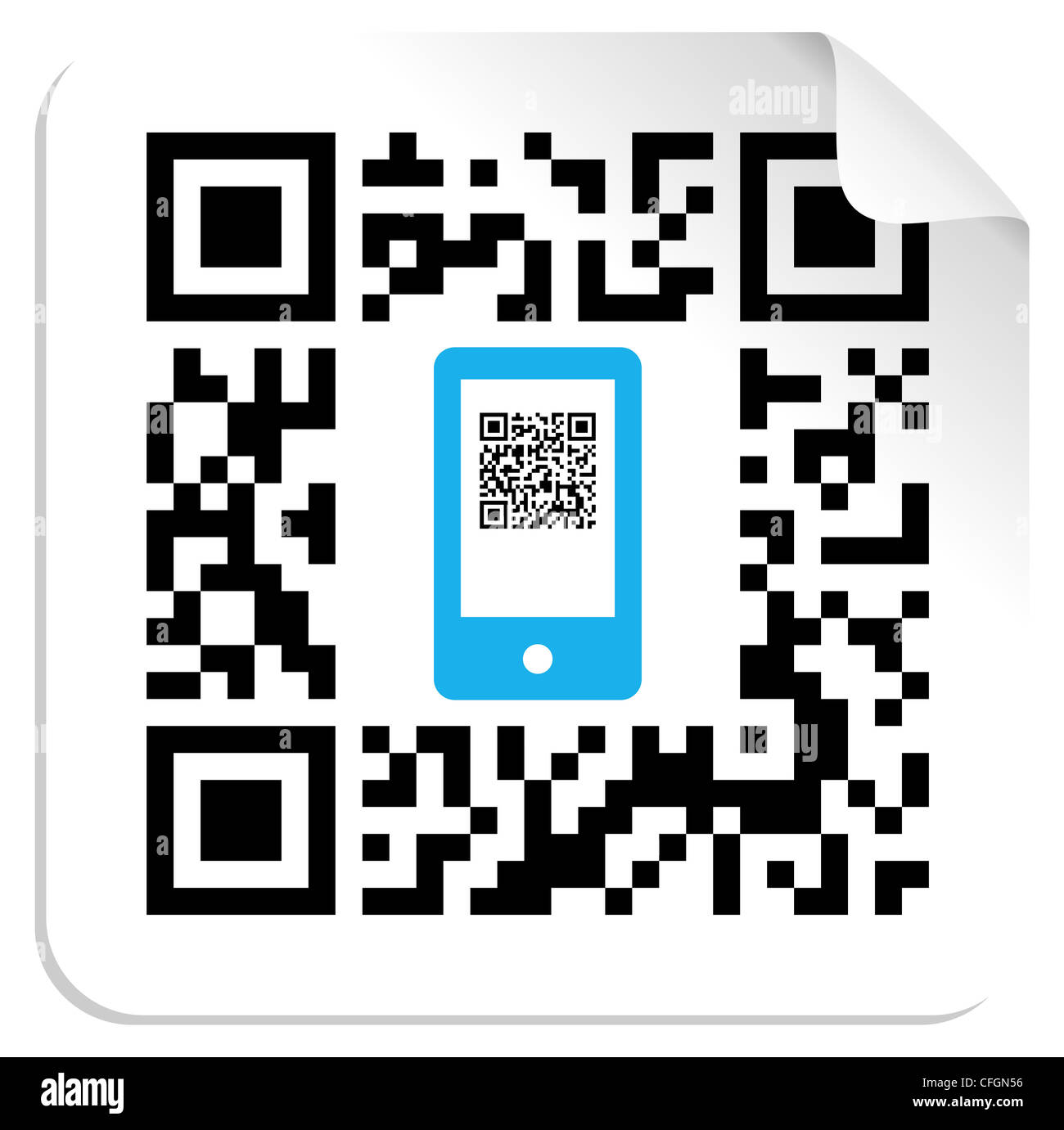 QR code label with the blue mobile icon. Vector file available Stock ...