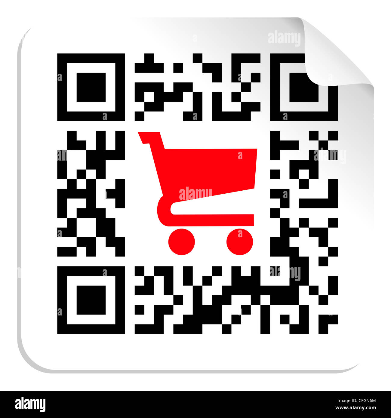 QR code label sign with red shopping cart icon. Vector file available ...