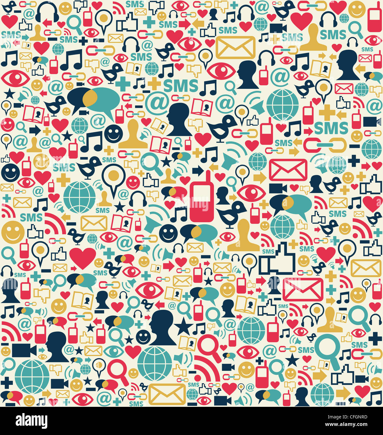 Social media network icon set seamless texture pattern background Stock ...