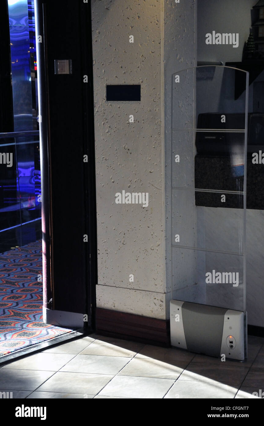 Cruise ship security tower aka security pillar at store exit ...