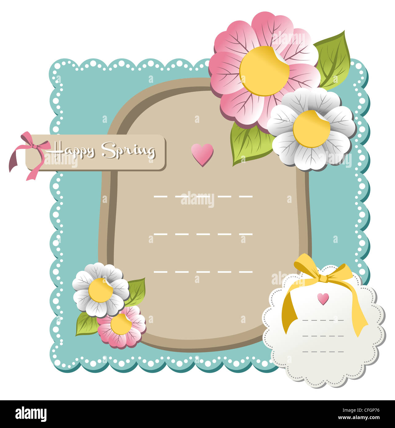 New happy spring label set with season flowers background. Vector file ...