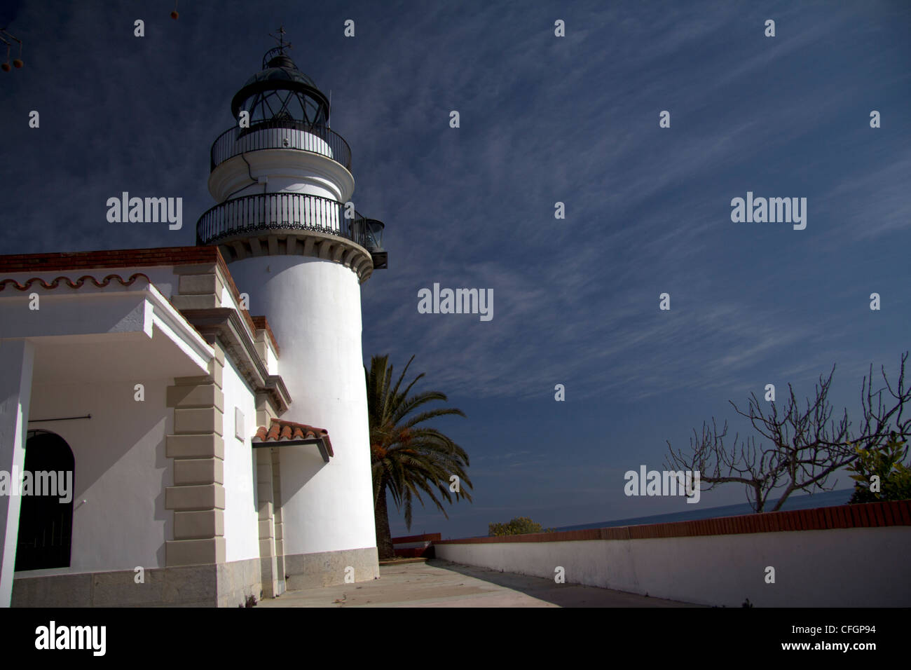 Lighthouse Calella Spain Stock Photo - Alamy