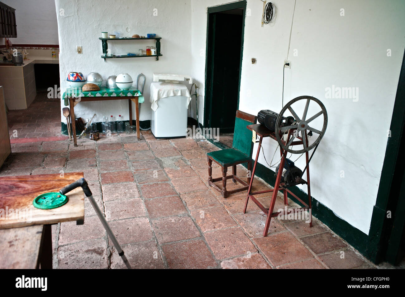 Interior of a traditional Colombian home from the Antioquia region ...