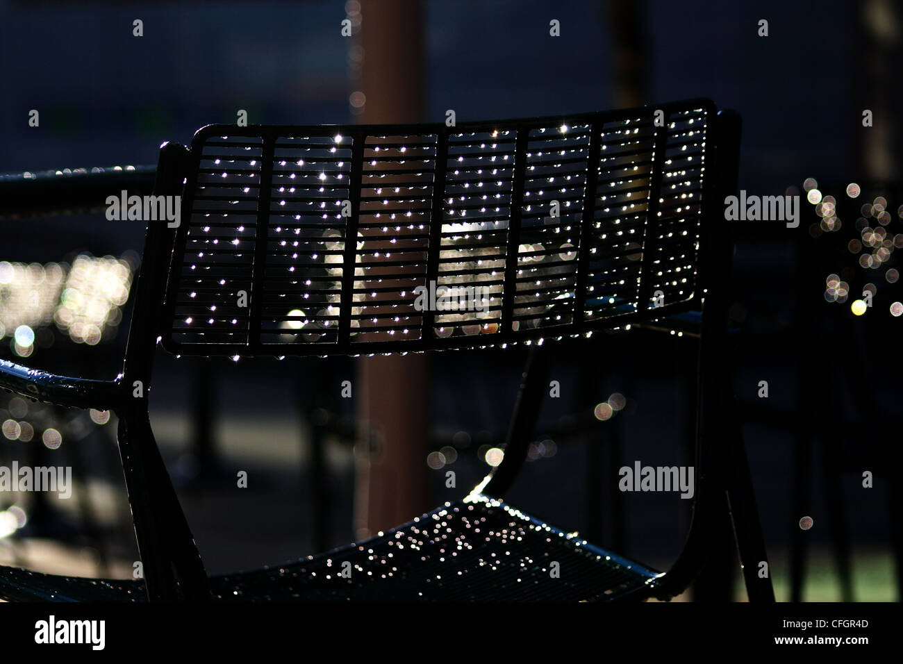 droplets on chair, raindrops on chair Stock Photo - Alamy