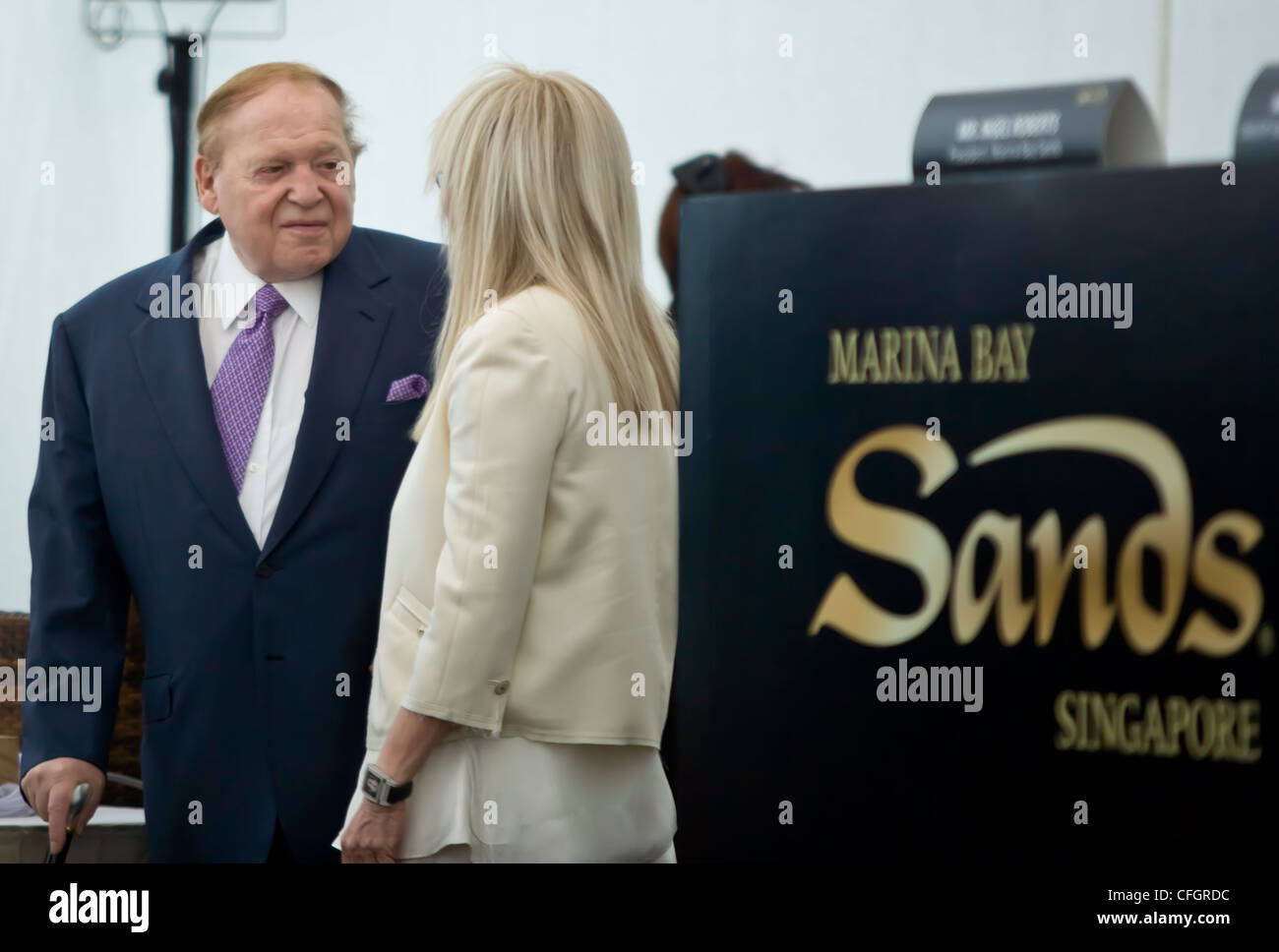 To his wife miriam adelson news conference prior to hi-res stock ...