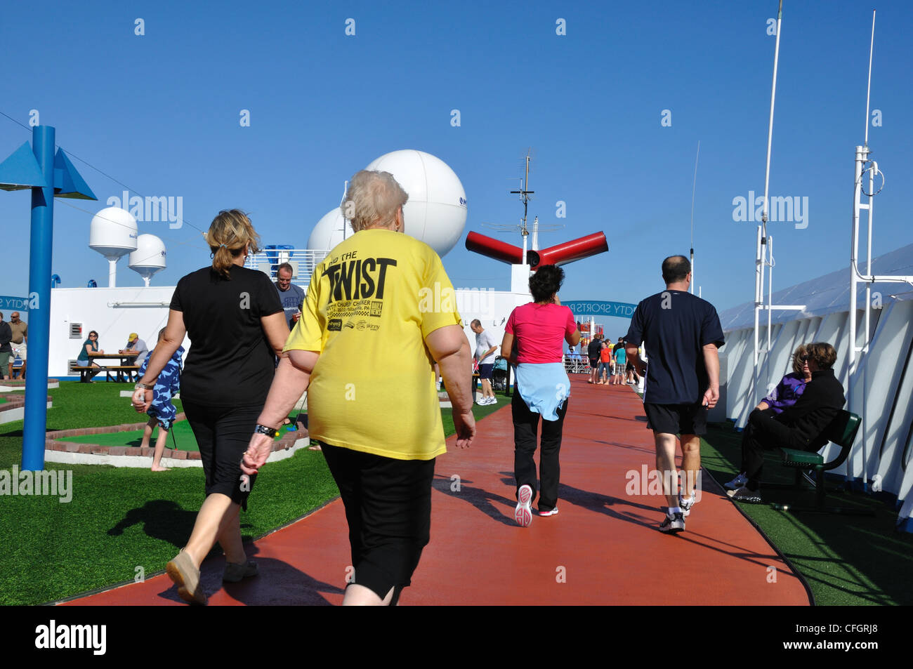 Cruise ship activity deck Stock Photo - Alamy