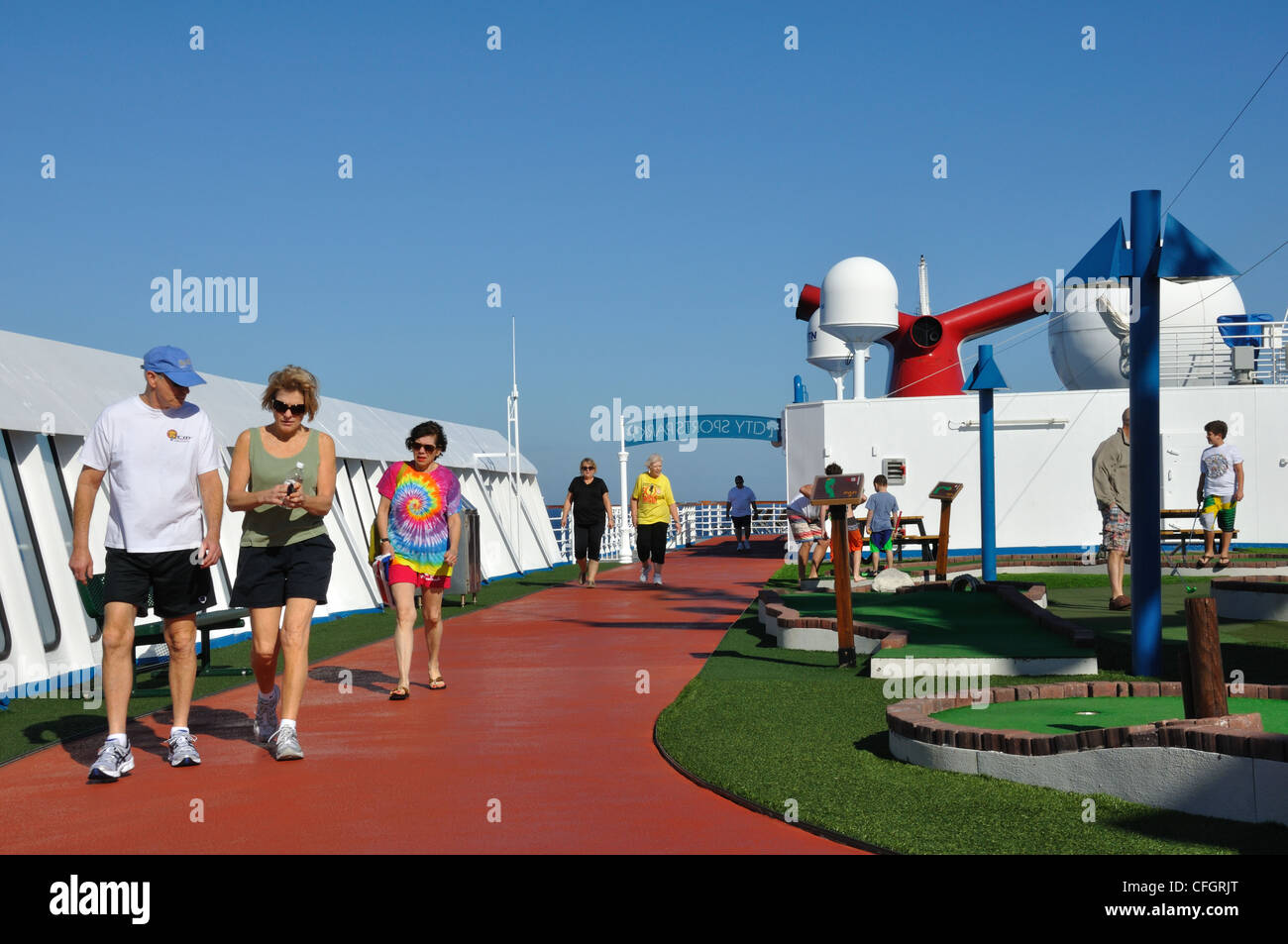 Cruise ship activity deck Stock Photo - Alamy