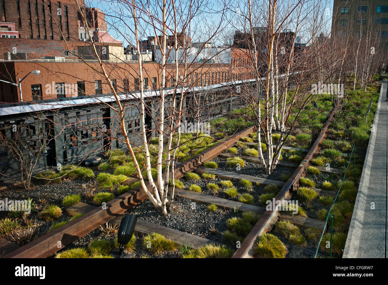 The High Line Public Park, a mile-and-a-half-long elevated park Stock ...