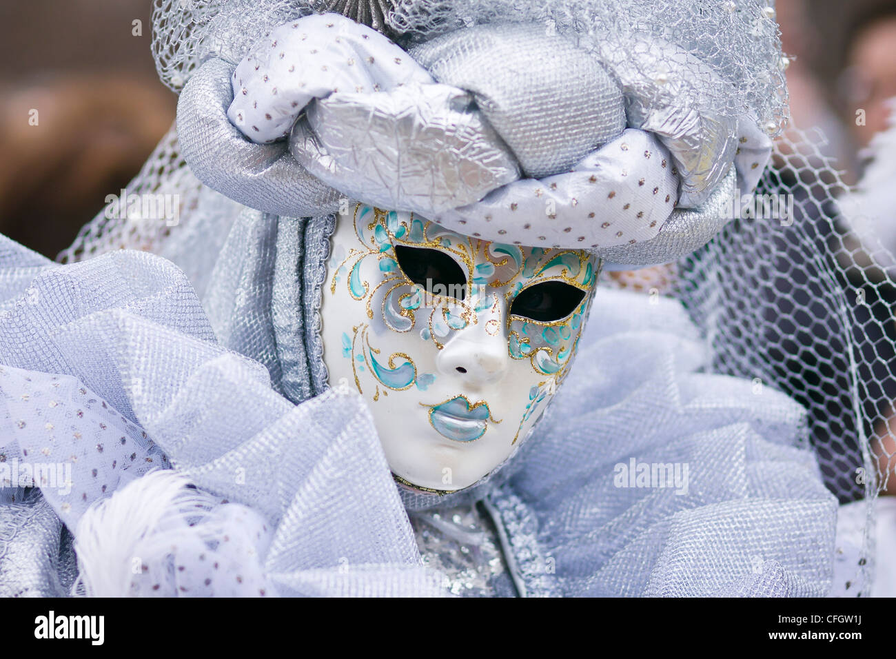 Venetian carnival mask costume parade Stock Photo - Alamy