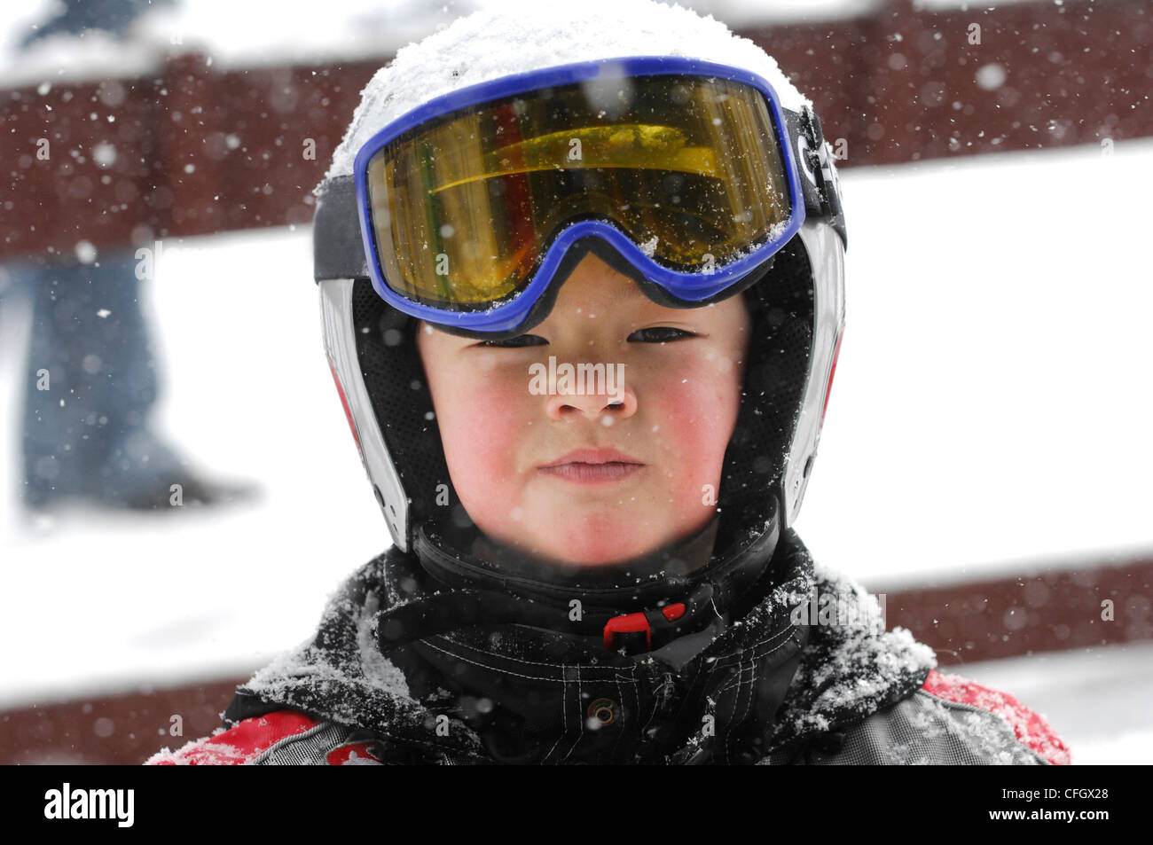 Young Boy in Ski Gear, Skyloft Resort, Ontario Stock Photo - Alamy