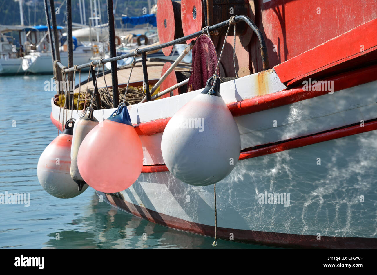 Detail of a fishing boat in an harbour Stock Photo - Alamy