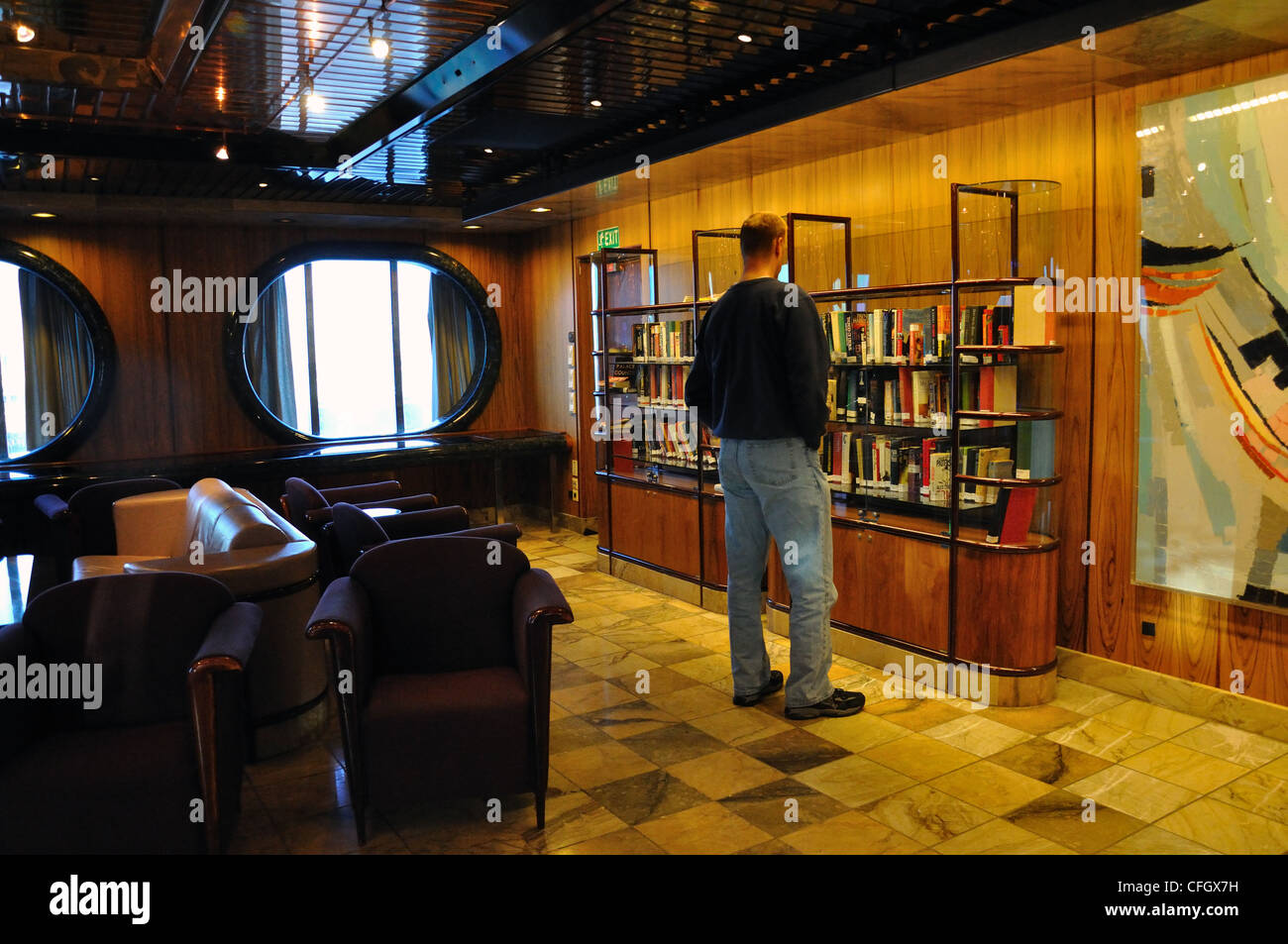 Cruise ship library Stock Photo - Alamy