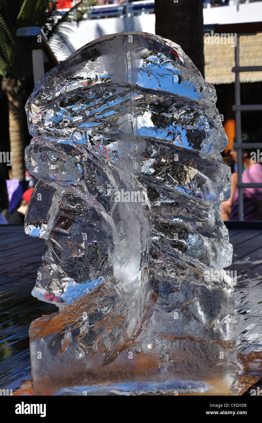 Cruise ship ice carving - Indian chief's head Stock Photo - Alamy
