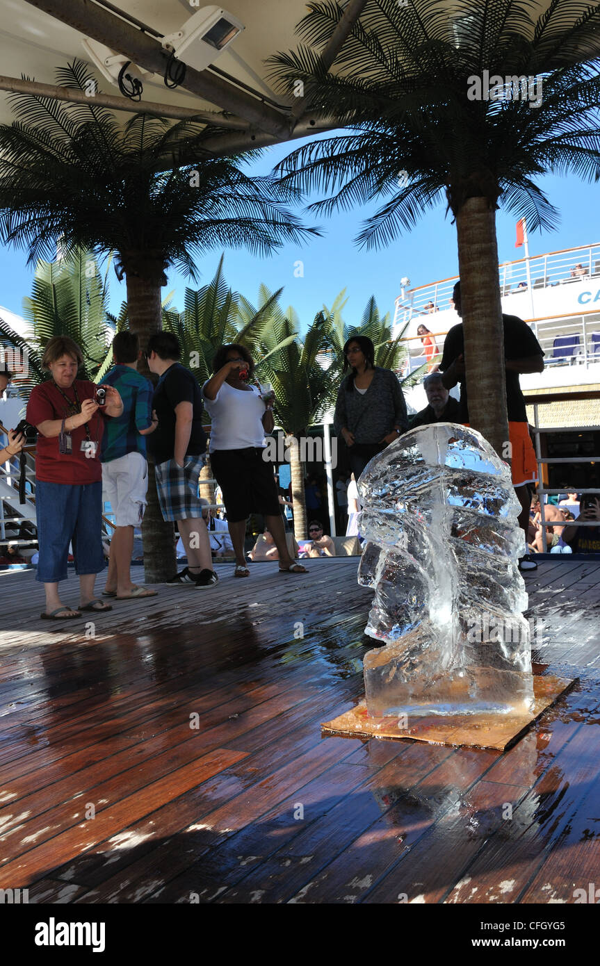 Cruise ship ice carving - Indian chief's head Stock Photo - Alamy