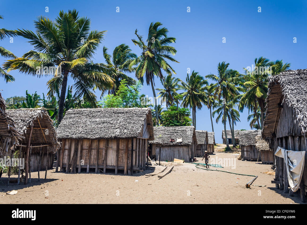Betsimisaraka village along the Pangalanes channel, eastern Madagascar ...