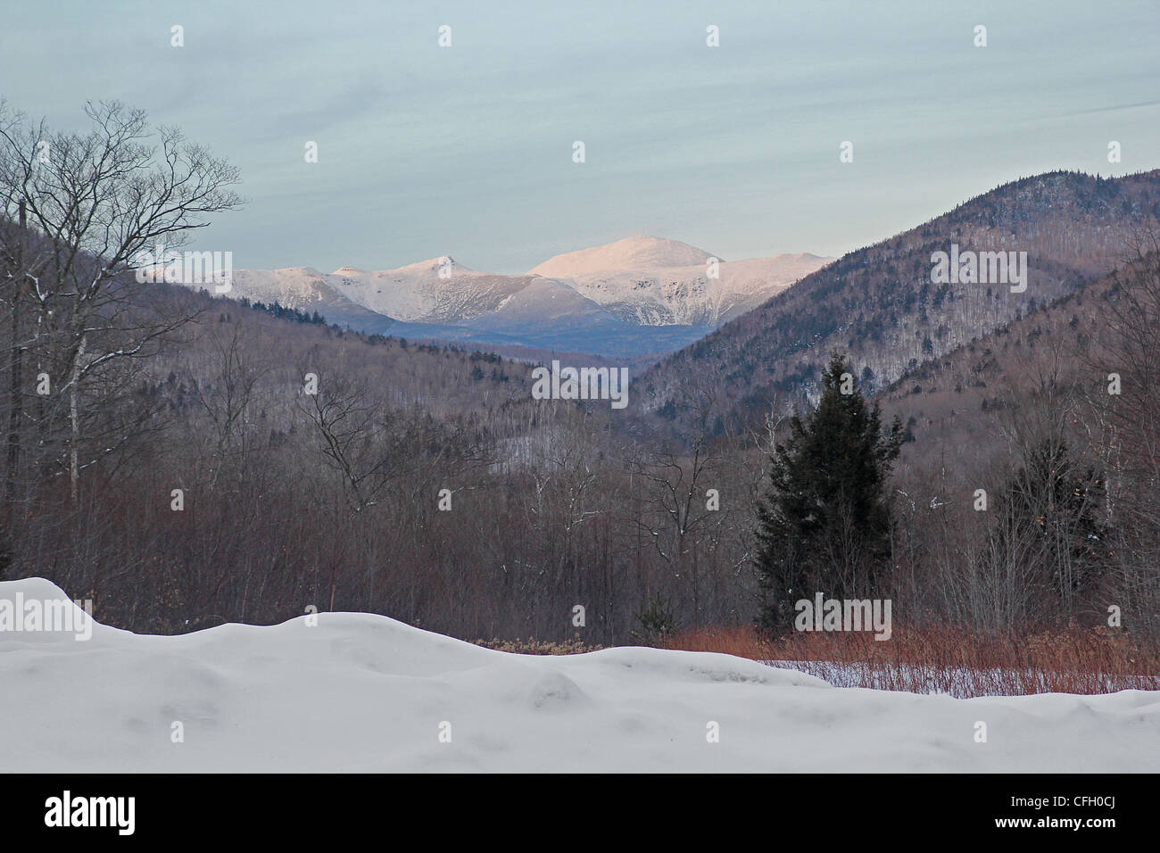 A winter view of the White Mountains from Crawford Notch State Park ...